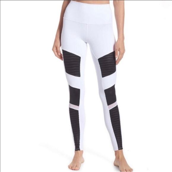 ALO Yoga | Pants & Jumpsuits | Alo White Moto Legging With Black ...